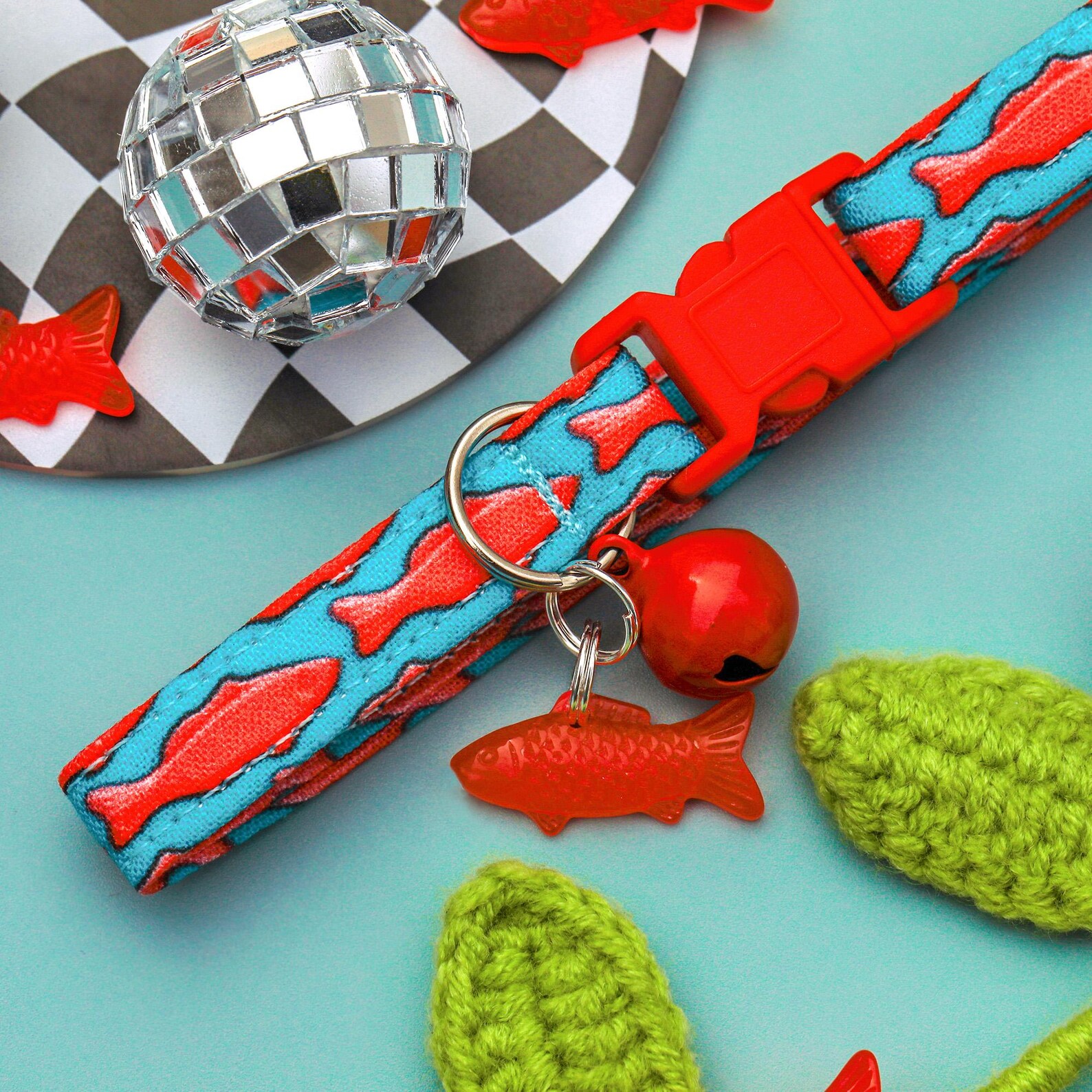 Fish Cat Collar With Bell and Charm, Cute Boy Cat Breakaway Collar ...