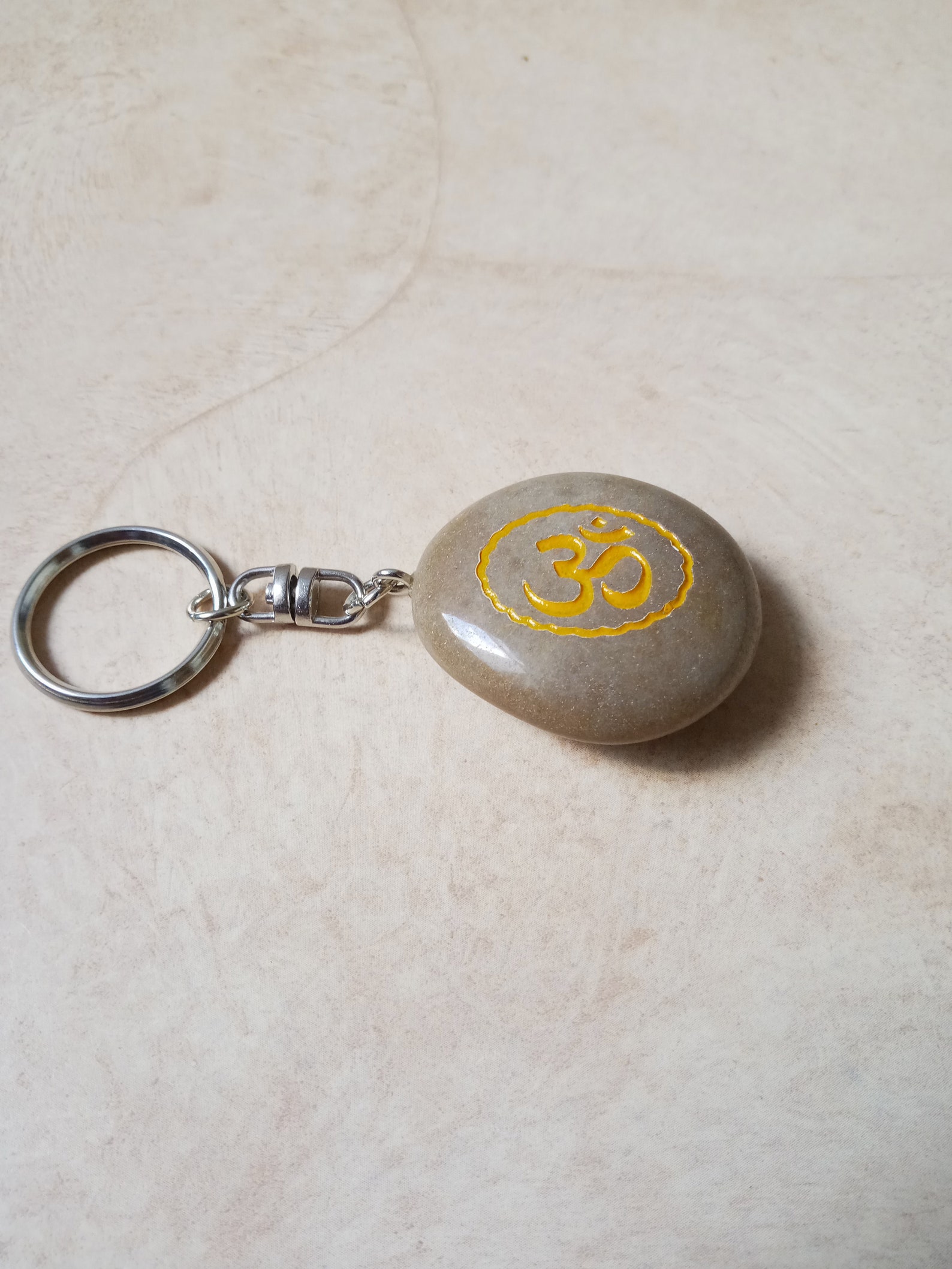 OM Rock Keychain OM Polished Stone Keyring Rock Stone - Etsy