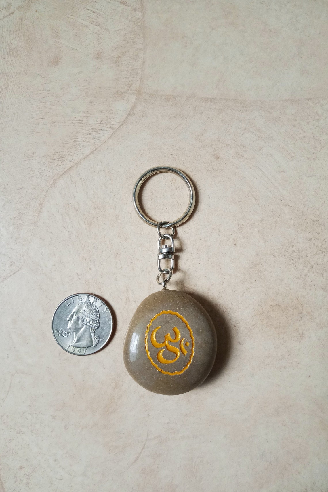 OM Rock Keychain OM Polished Stone Keyring Rock Stone - Etsy