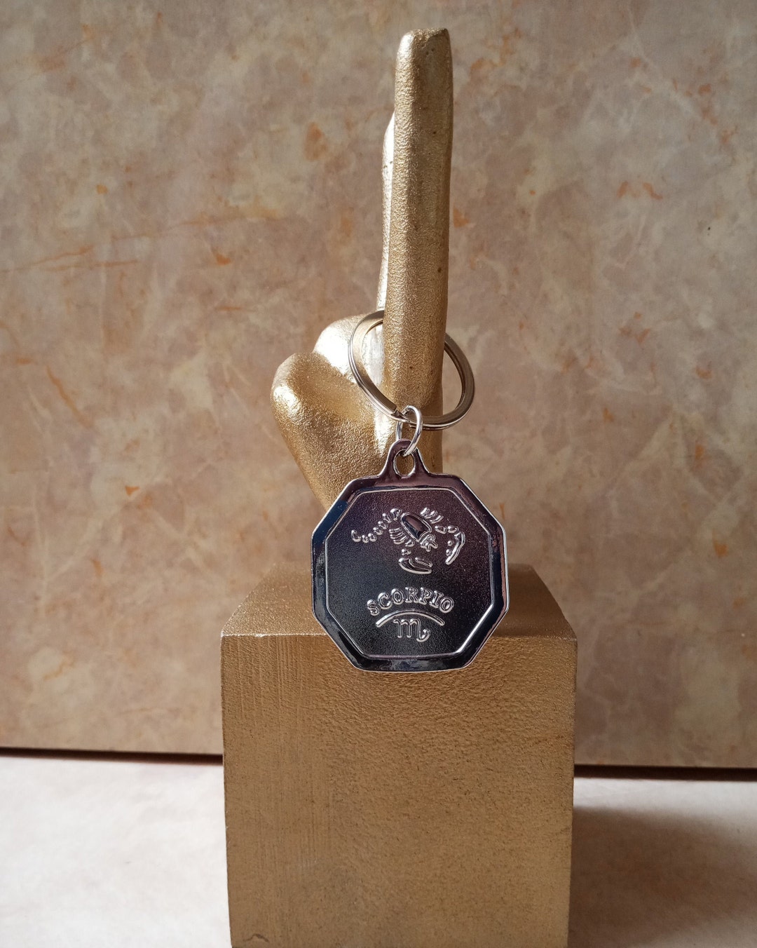 Scorpio the Scorpion Zodiac Sign Keychain, Double-sided Scorpio Keyring ...