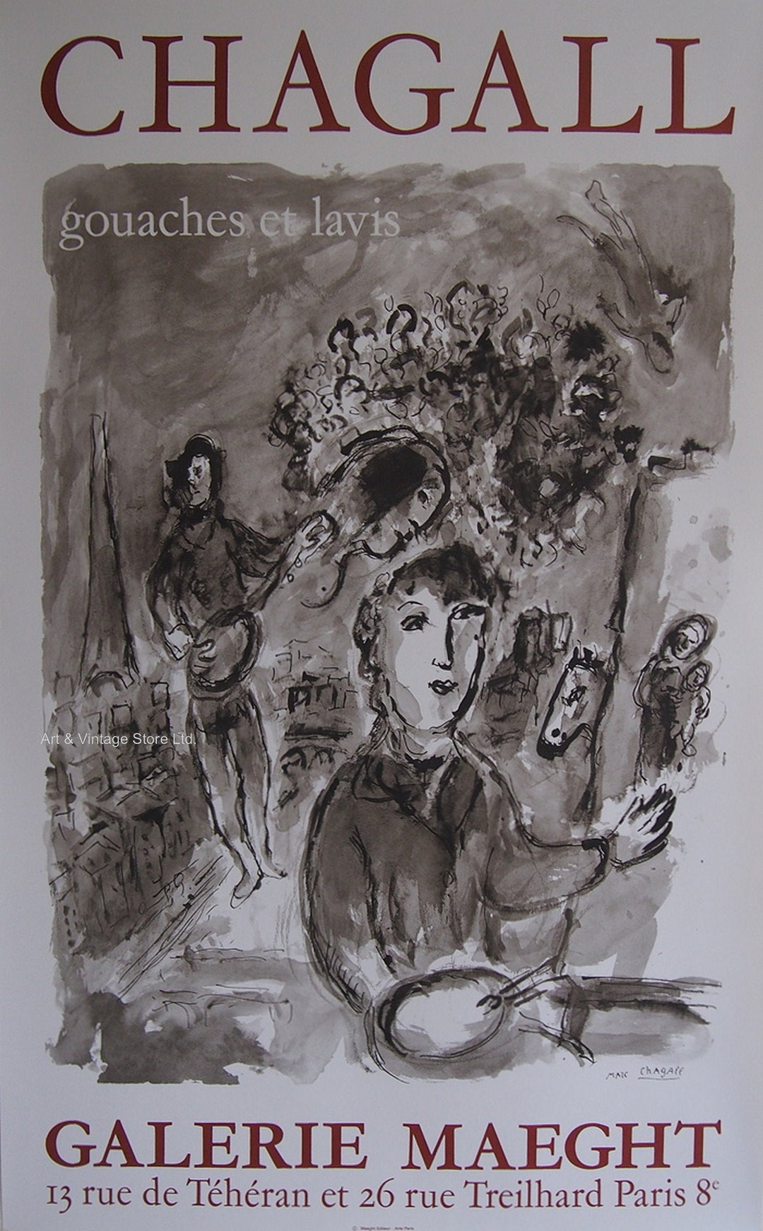 Marc Chagall - Original Artist Poster 1977 - Etsy