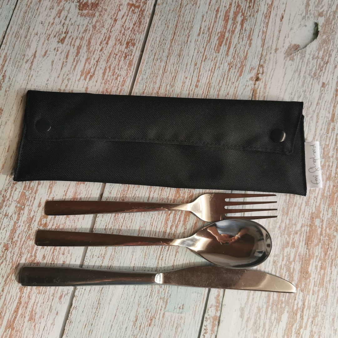 Black Travel Cutlery Case for Man, Lunch Kit - Etsy