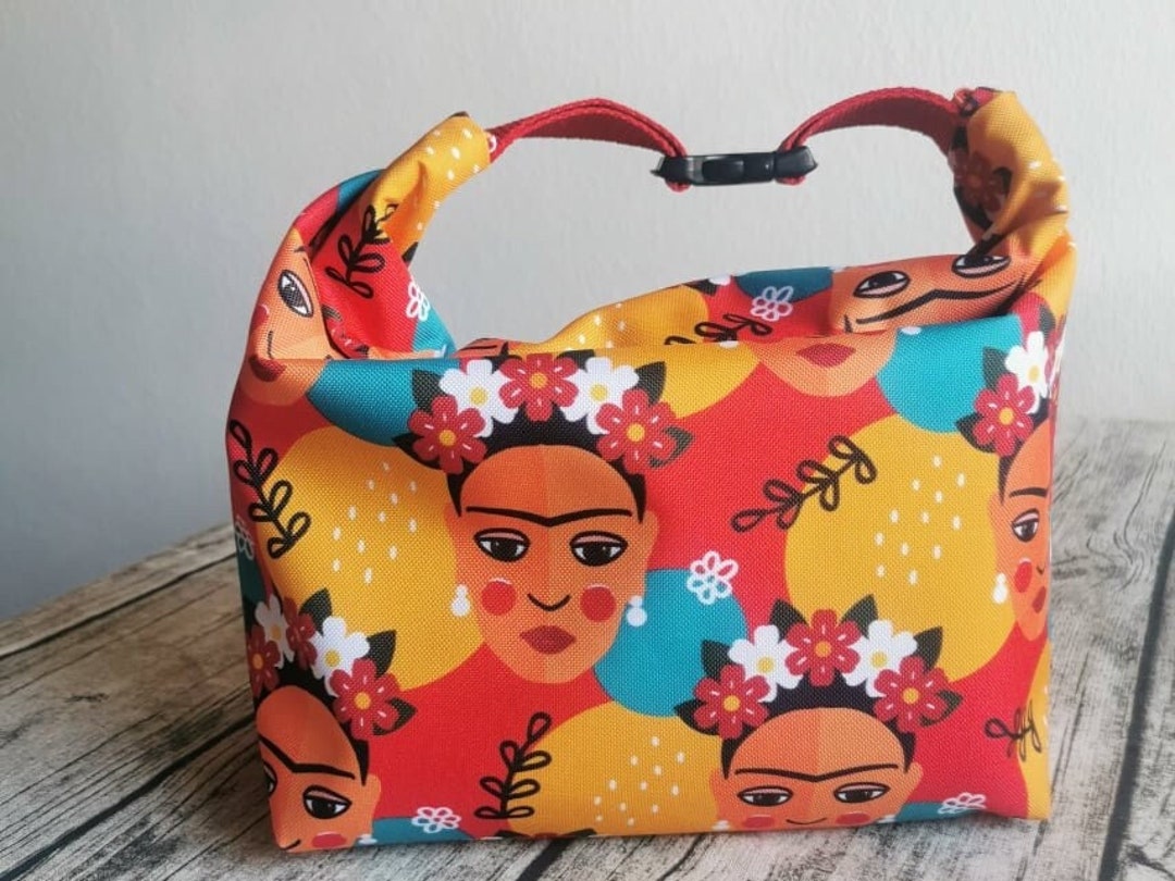 Frida Bag, Red Women Lunch Bag, Breakfast Bag, Large Lunch Bag, Fabric ...