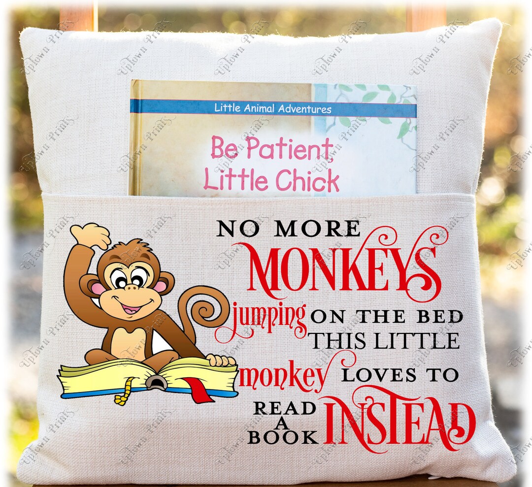 No More Monkeys Jumping on the Bed Sublimation Designs, Monkey Reading ...