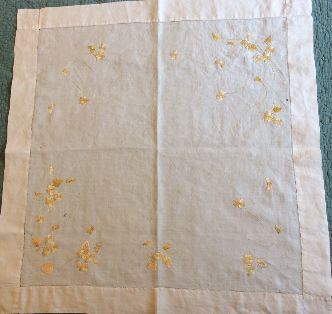 Small Table Topper With Embroidered Violets - Etsy