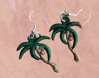 Palm Tree Earrings 24 Karat Gold Plate or Oxidized Matte - Etsy