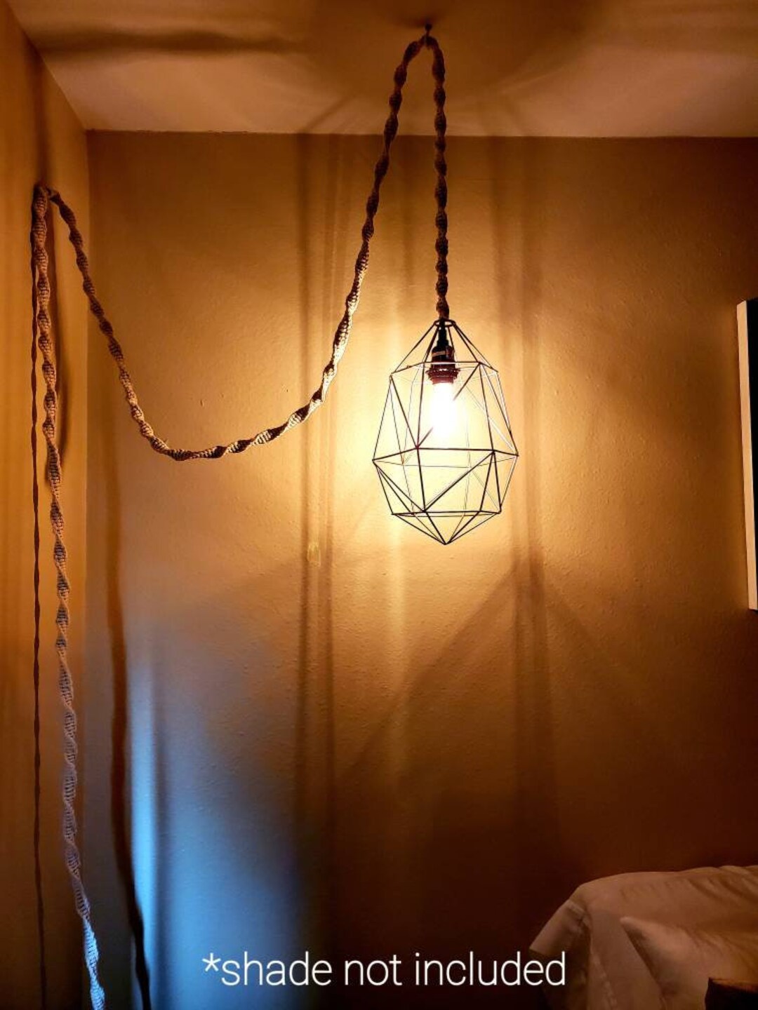 15 Ft Macrame Light Cord 15 Ft Macrame Pendant Light Macrame Hanging ...