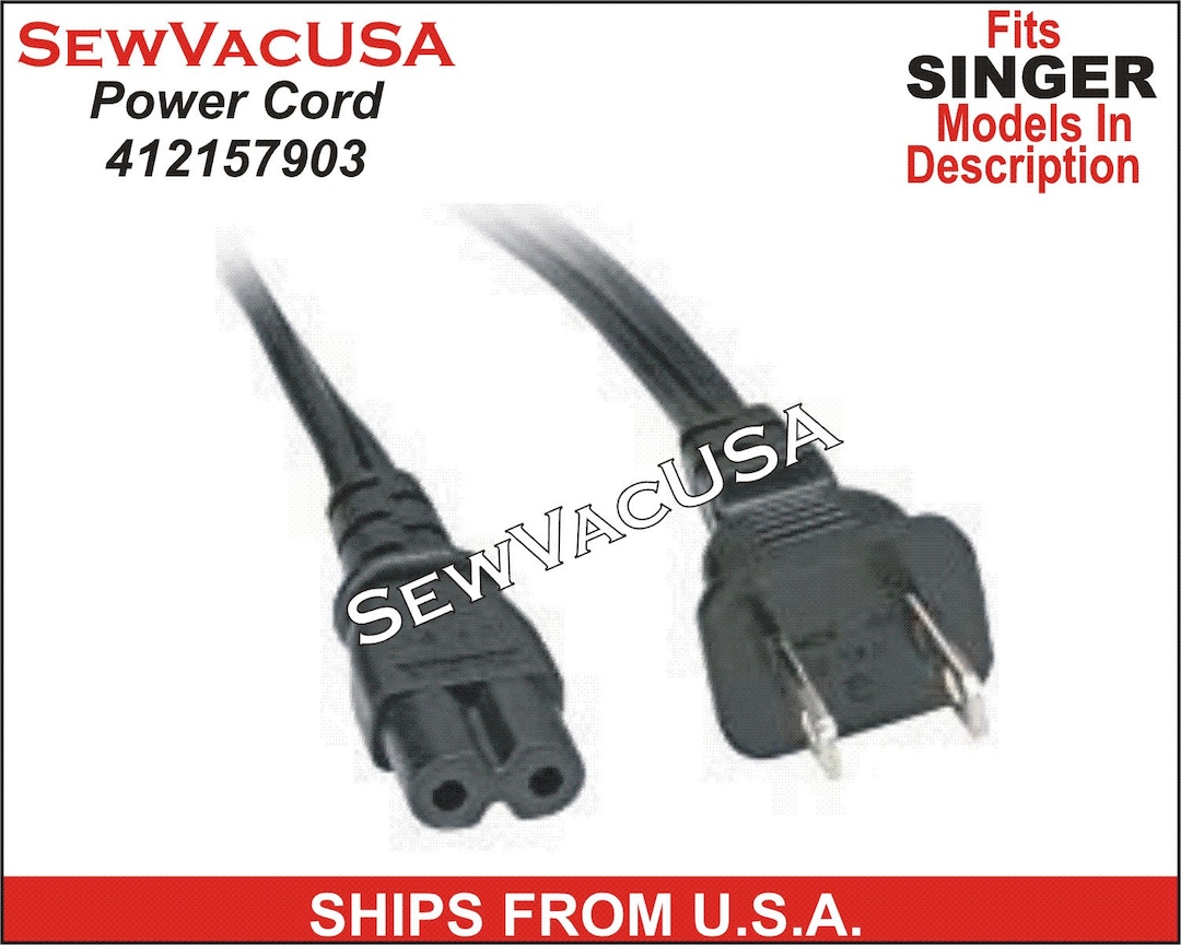 Singer Sewing Machine Compatible Power Cord 412157903 Fits Most New ...