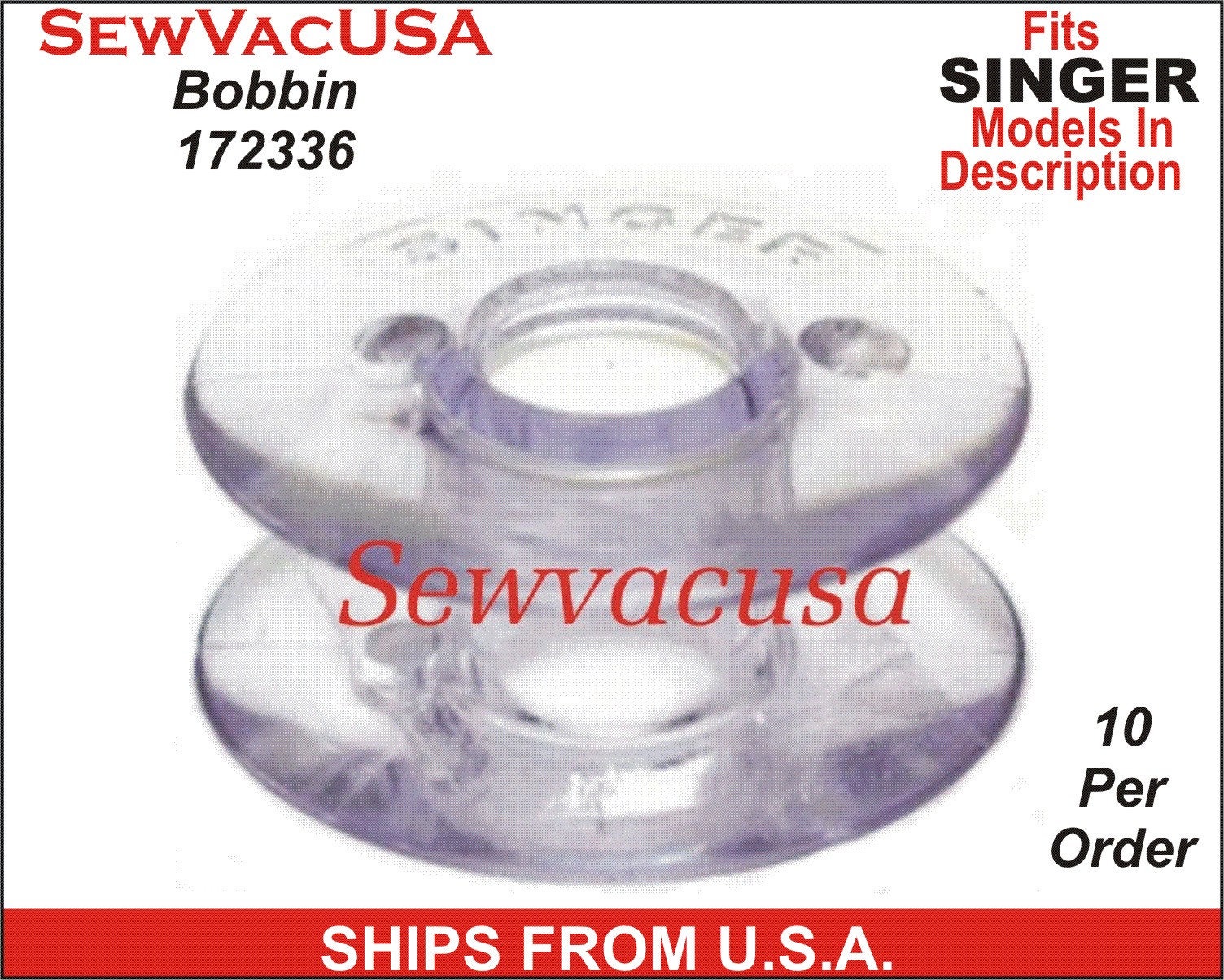 SINGER Class 66 Plastic Bobbin 172336 Fits See Description for Model ...