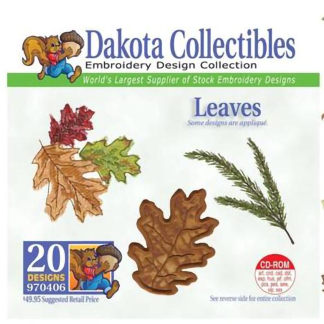 Dakota Collectables Embroidery Design CD 970406 "leaves" Includes 20 (4 ...