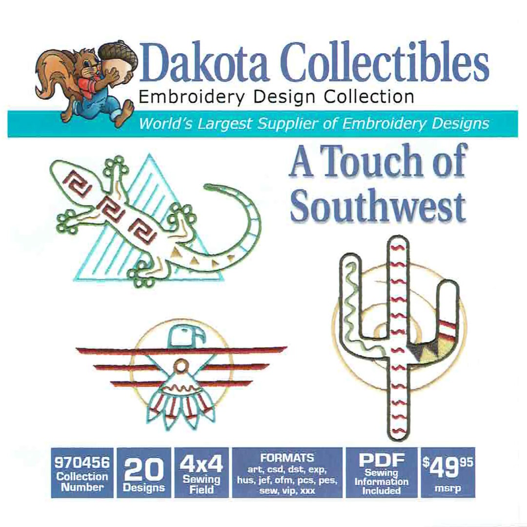 Dakota Collectables Embroidery Design CD 970456 "a Touch of Southwest ...