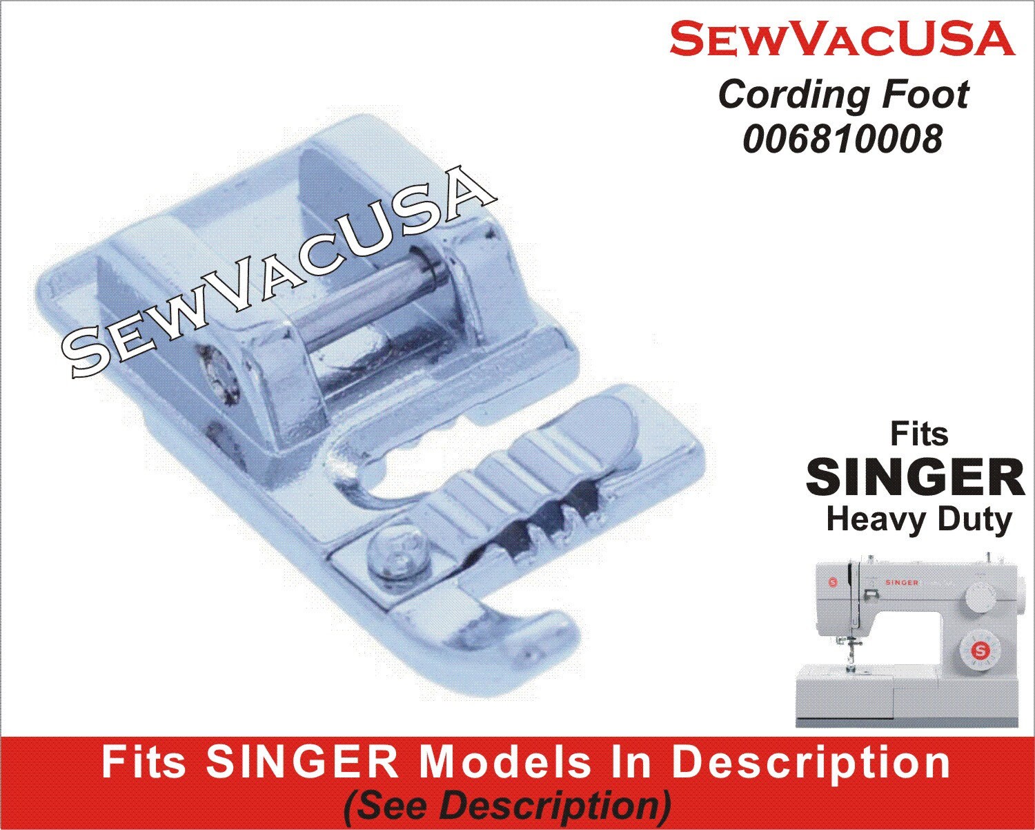 SINGER Compatible Snap on Cording Foot 006810008 Fits Models in ...
