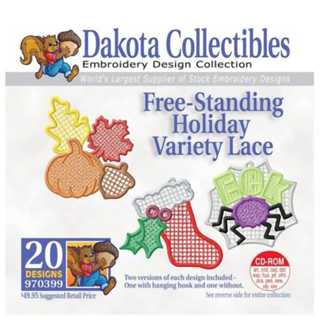 Dakota Collectables Embroidery Design CD 970399 "free Standing Holiday ...