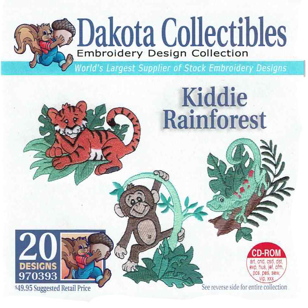 Dakota Collectables Embroidery Design CD 970393 "kiddie Rainforest ...
