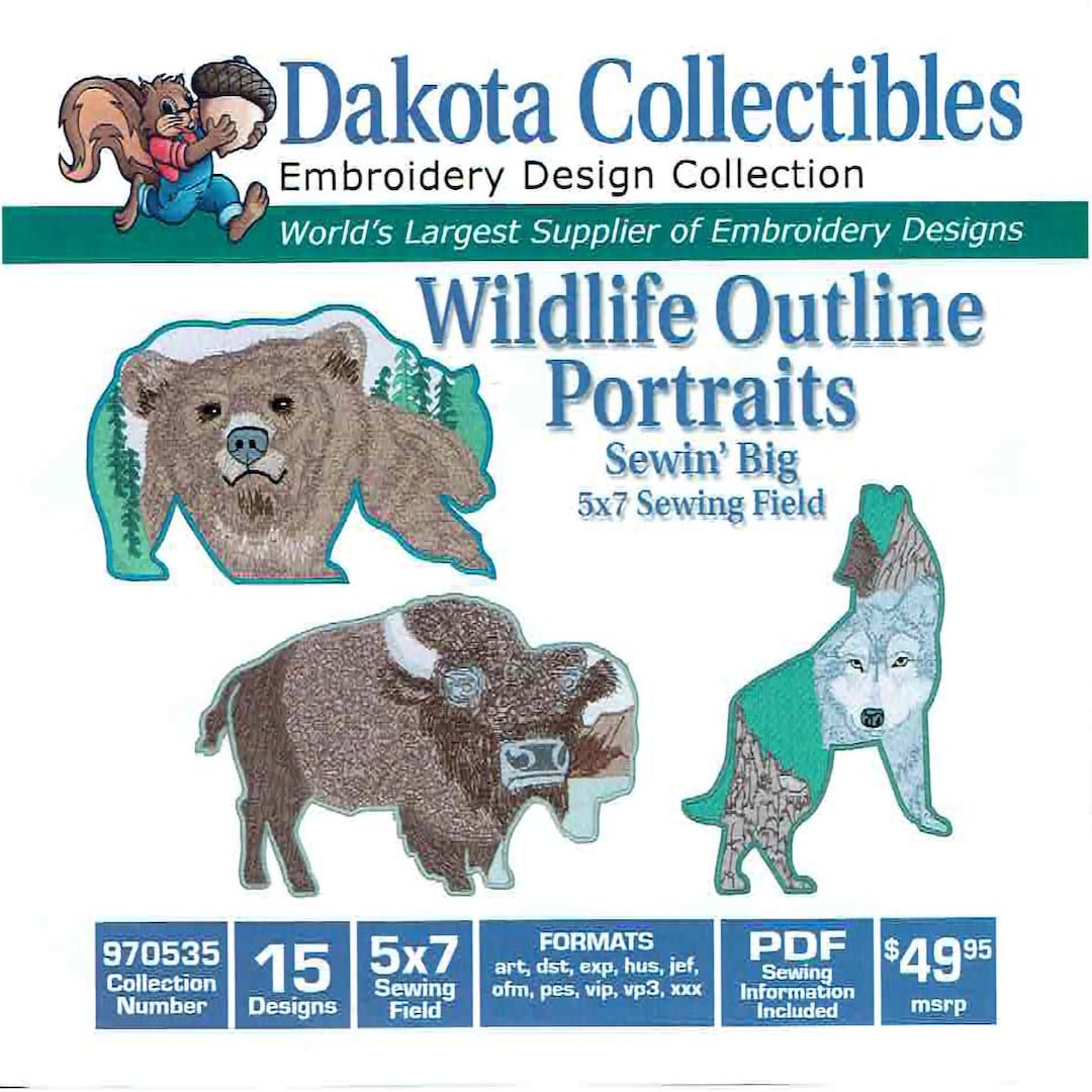 Dakota Collectables Embroidery Design CD 970535 "wildlife Outline ...