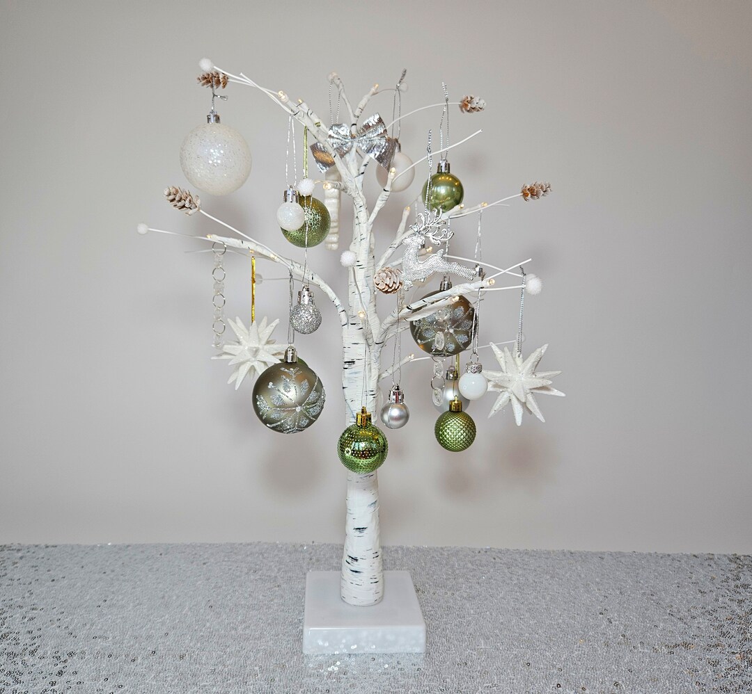 60cm Christmas Table Top Tree White LED Lights, Decorated in Light ...