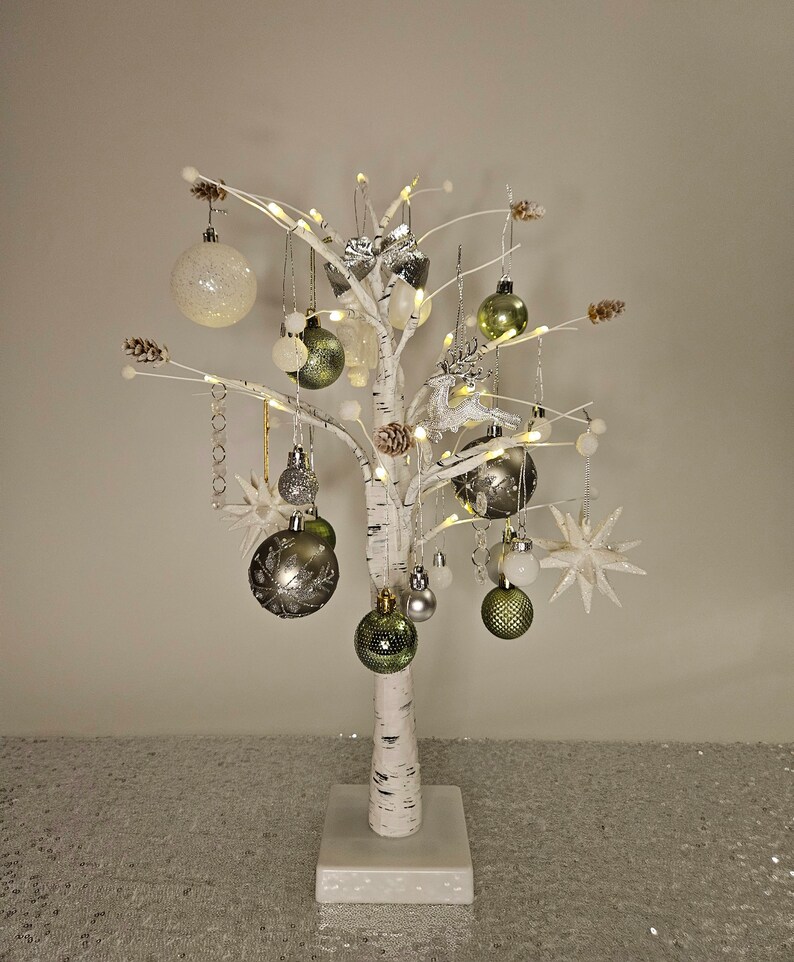 60cm Christmas Table Top Tree White LED Lights, Decorated in Light ...