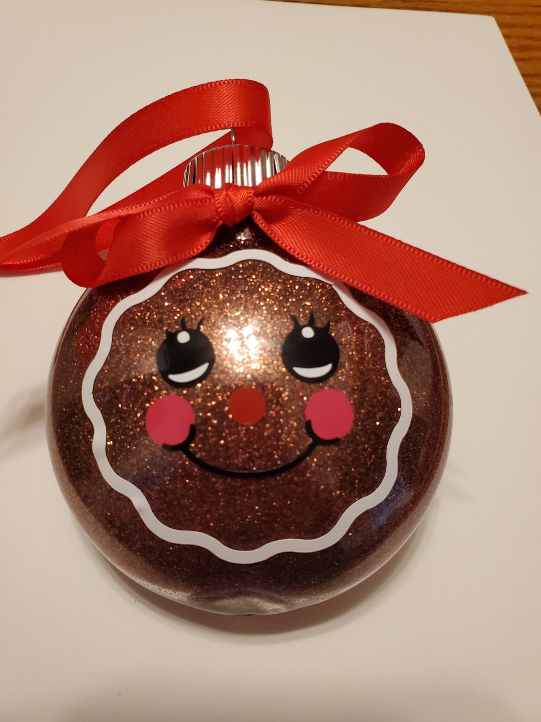 Gingerbread Girl Face Glitter Ornament Christmas Holiday - Etsy