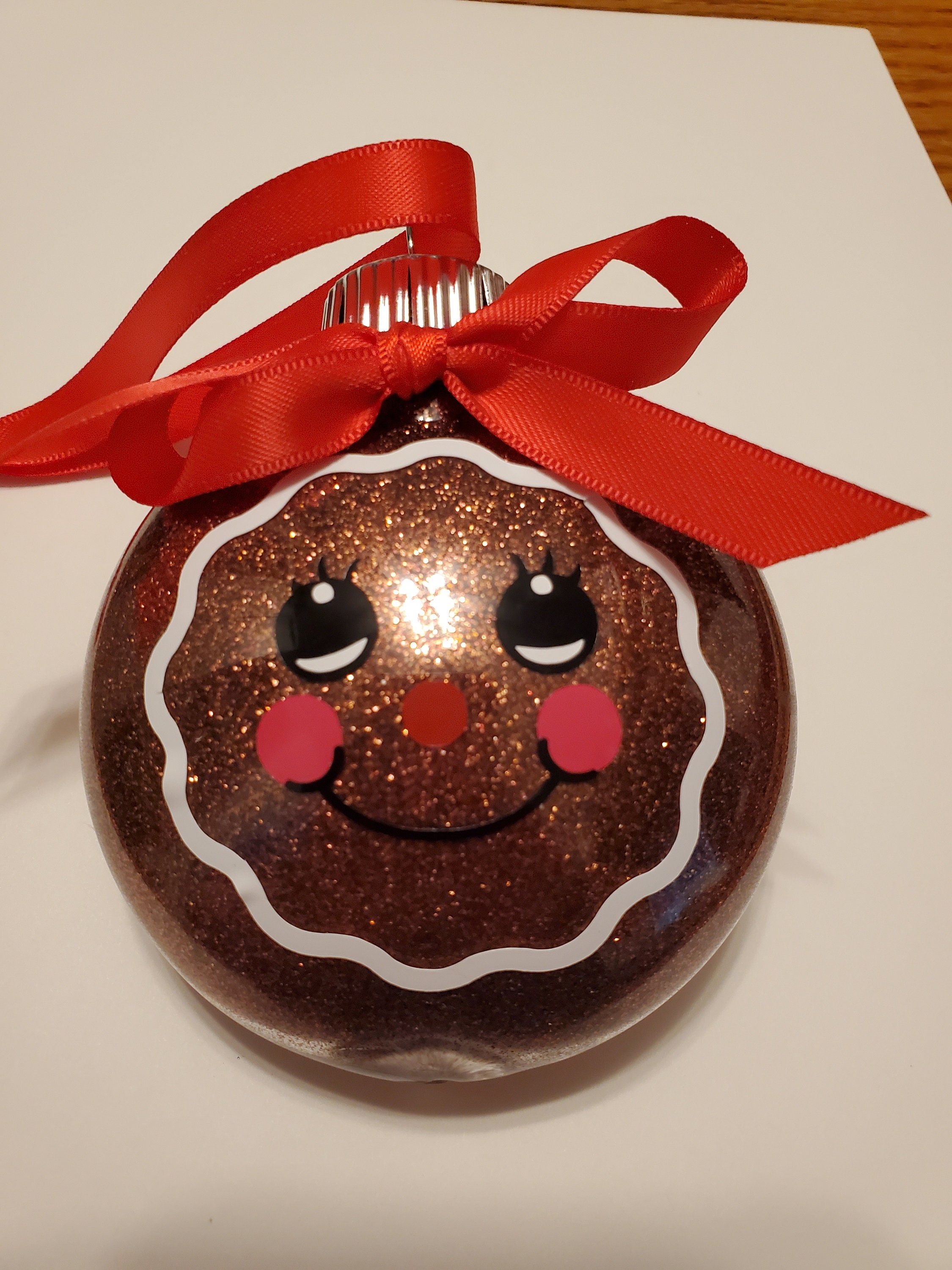 Gingerbread Girl Face Glitter Ornament Christmas Holiday - Etsy