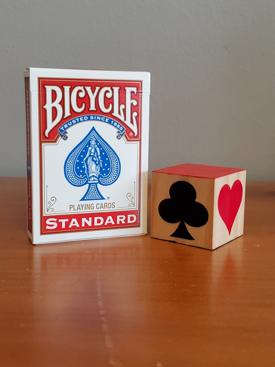 Euchre Cube / Natural Wood Square Block / Trump / Pinochle / What's Trump / Cards / Suit ...