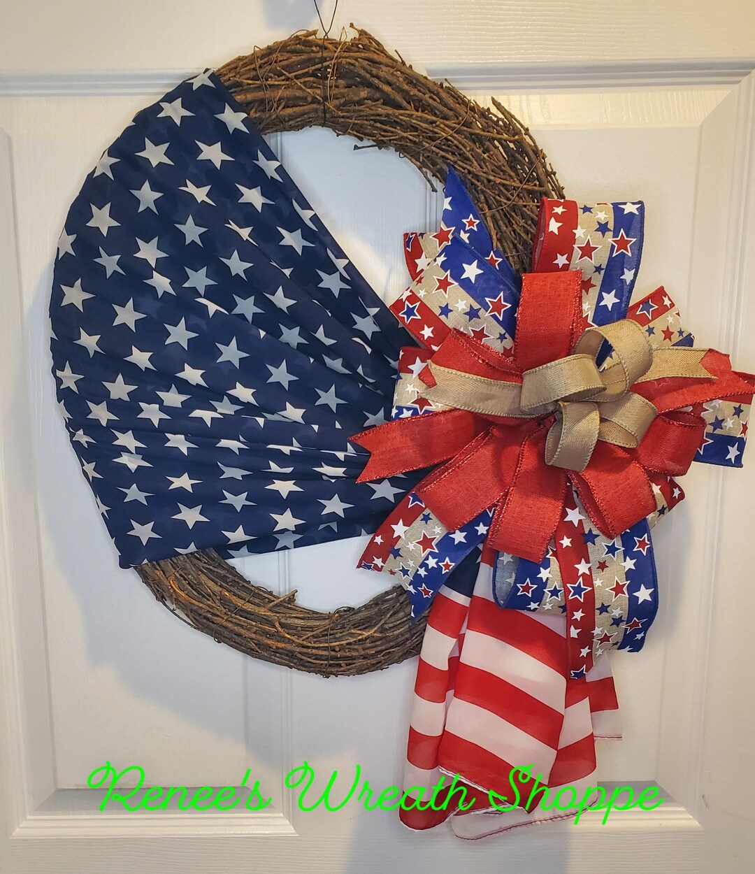 Patriotic American Flag Door Wreath 4th of July American Memorial Day ...