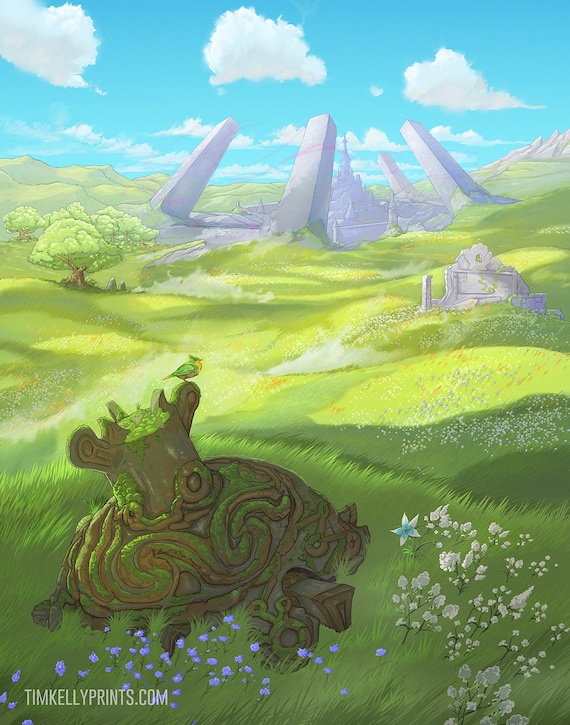 Hyrule Field Artwork Print The Legend of Zelda Breath of the | Etsy