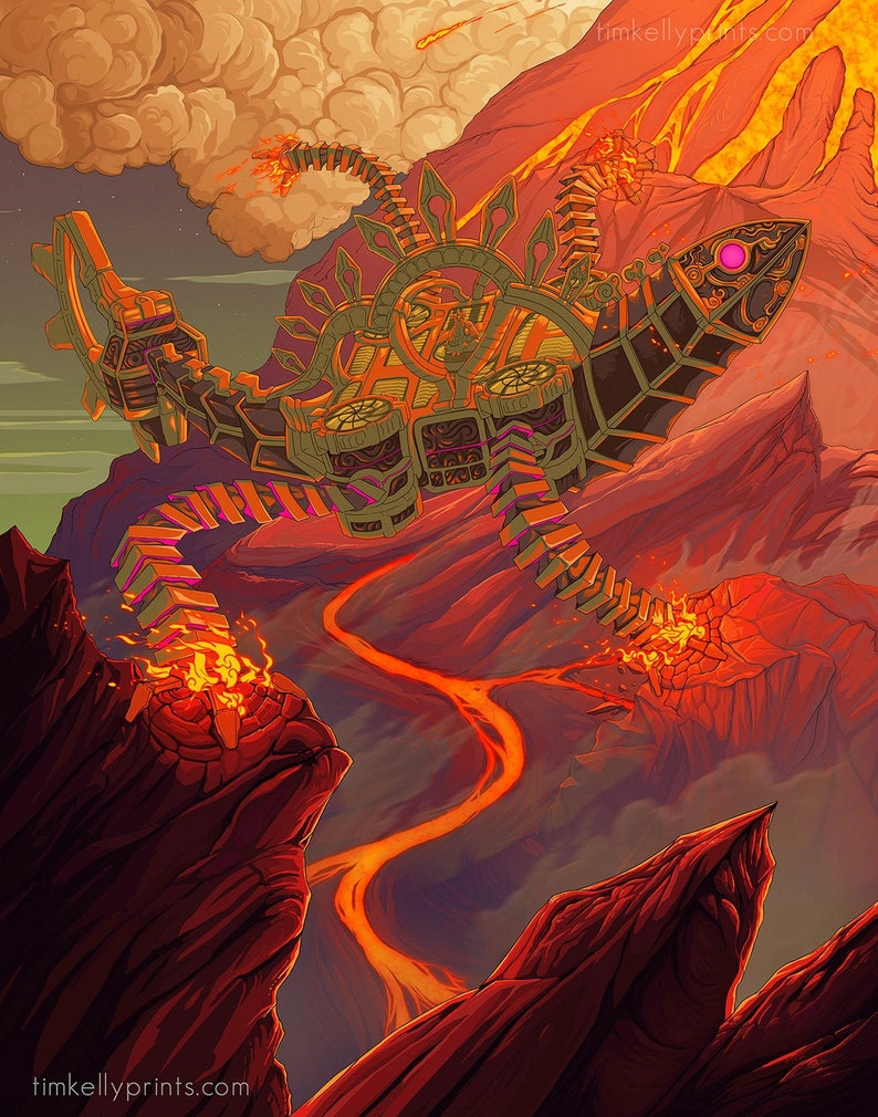 Death Mountain Zelda Print, Divine Beast Vah Rudania, Botw Fanart - Etsy