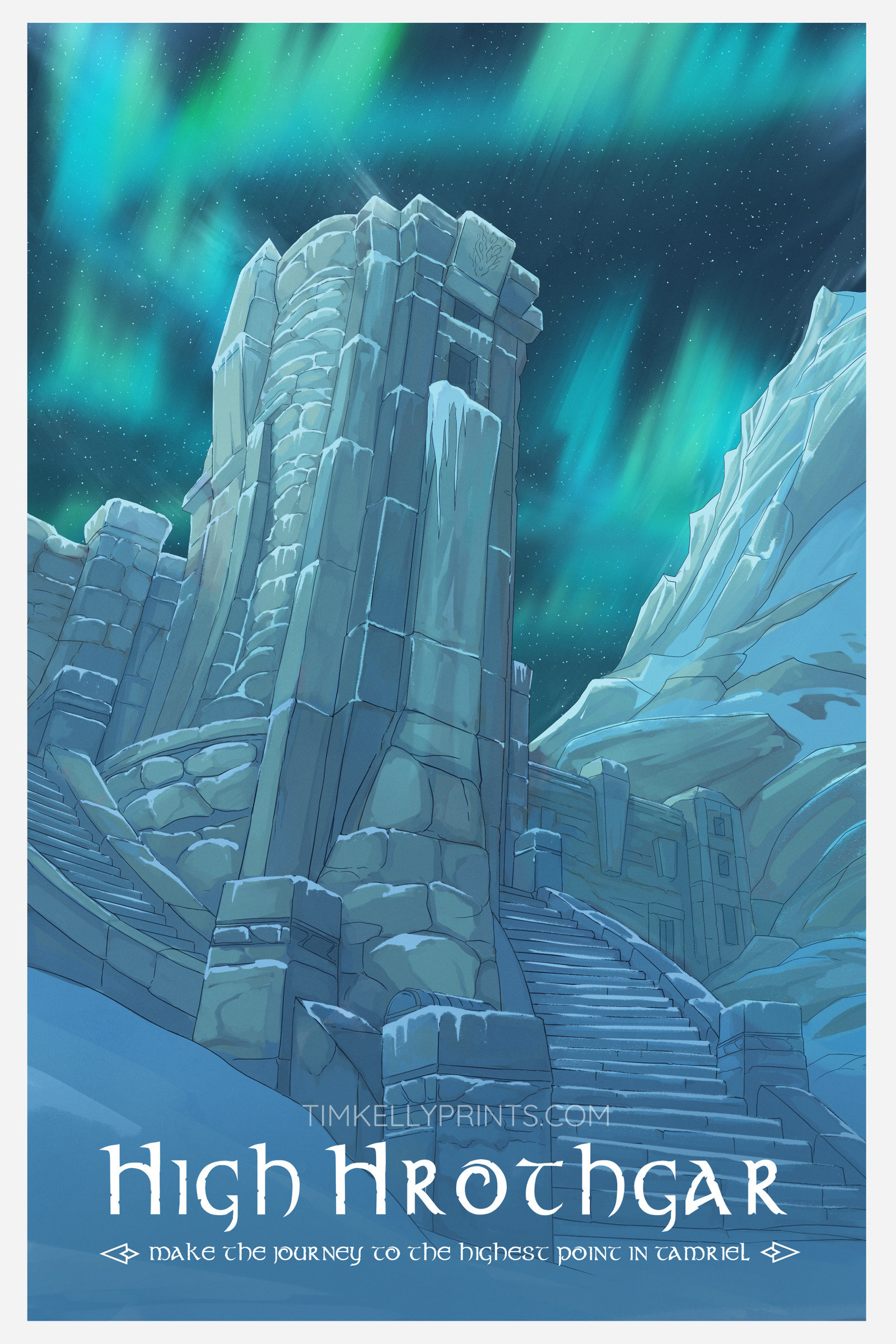 HIGH HROTHGAR SKYRIM Original Fanart Gaming Fan Art Gamer | Etsy