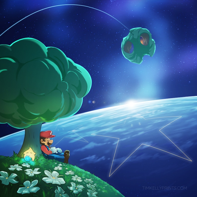 SUPER MARIO GALAXY Artwork Print Super Mario Fanart Gaming - Etsy