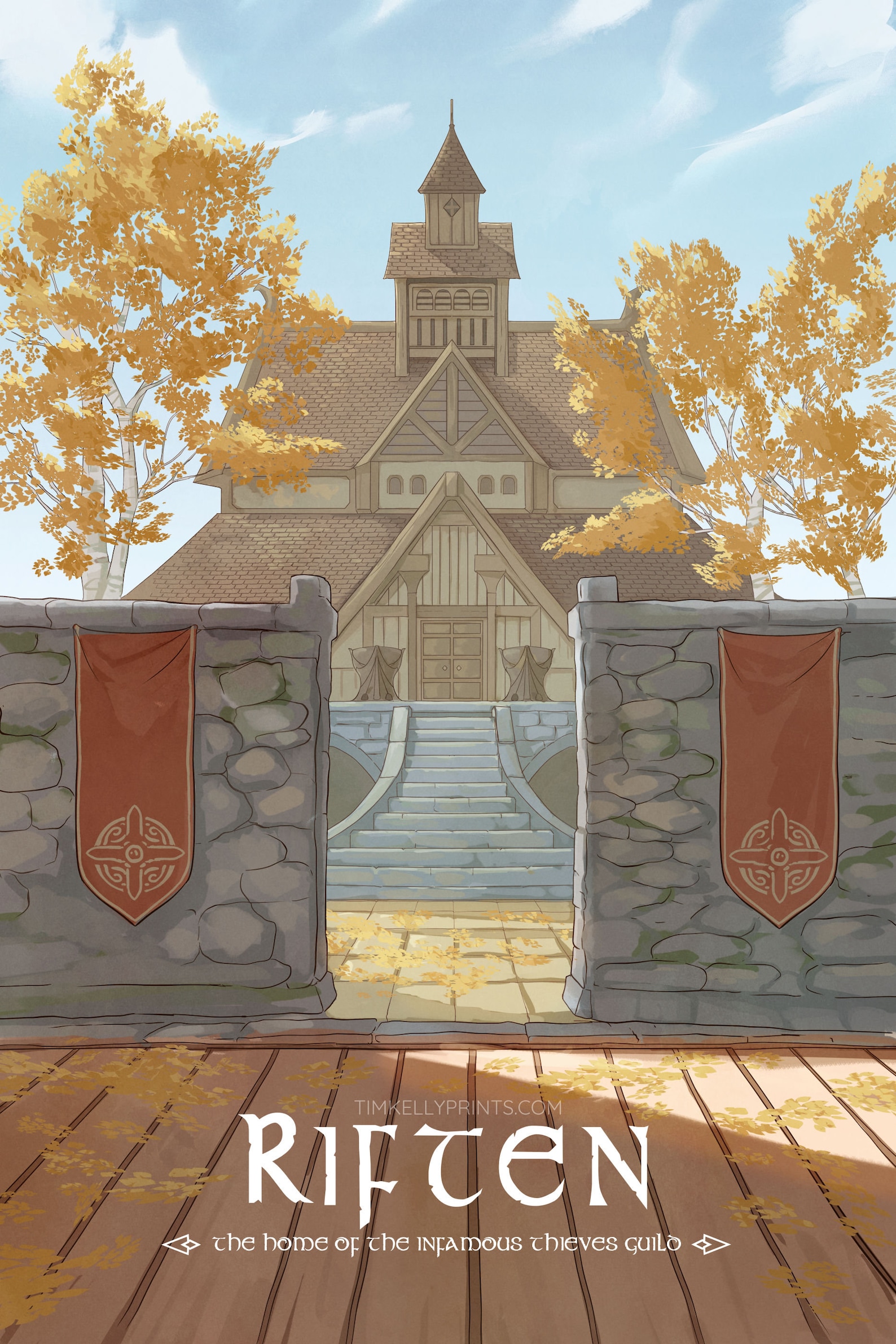 RIFTEN SKYRIM Original Fanart Gaming Fan Art Gamer Gift | Etsy