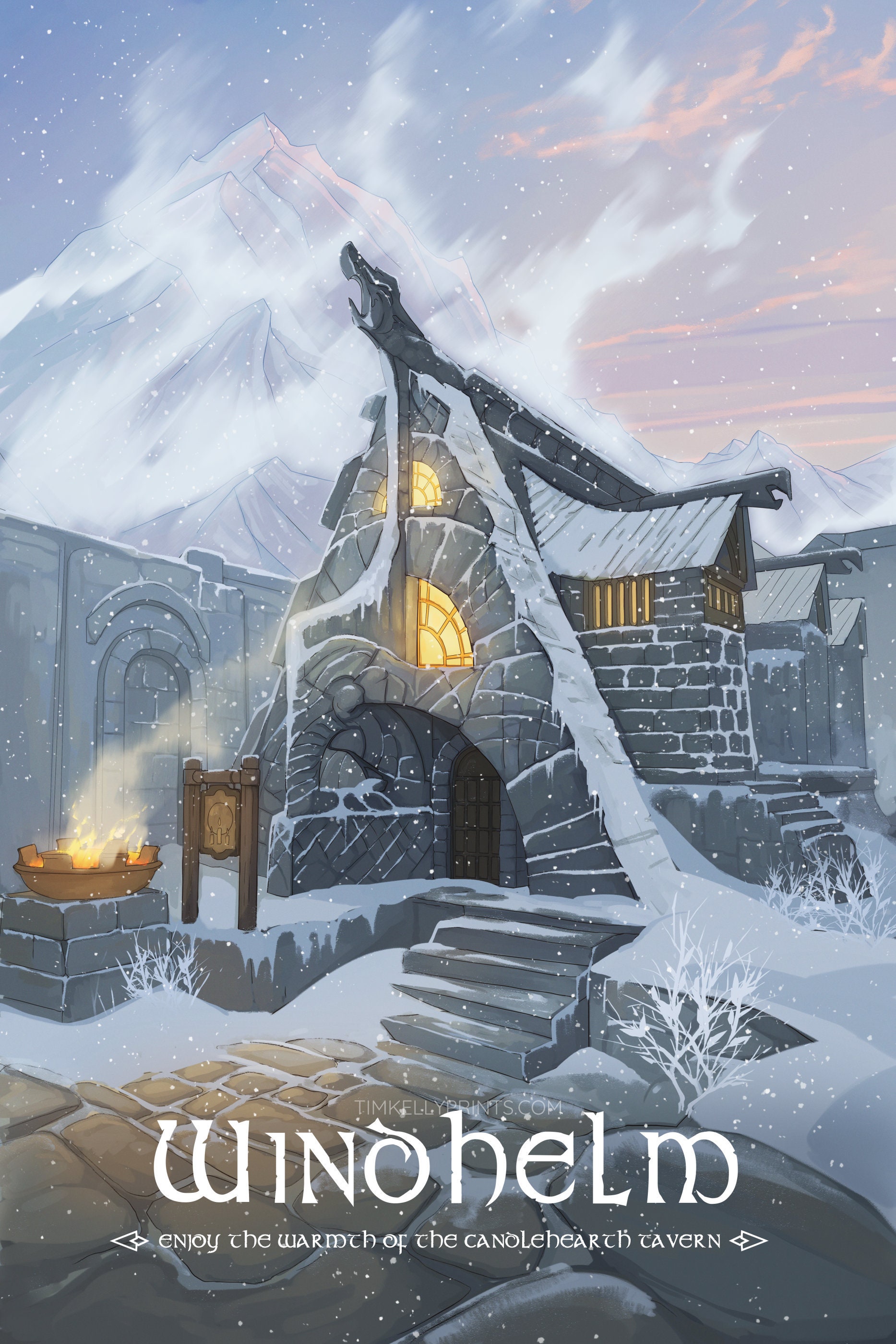 WINDHELM SKYRIM Original Fanart Gaming Fan Art Gamer Gift | Etsy