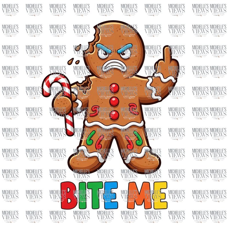 BITE ME Gingerbread Man V3 PNG 300 Dpi - Etsy