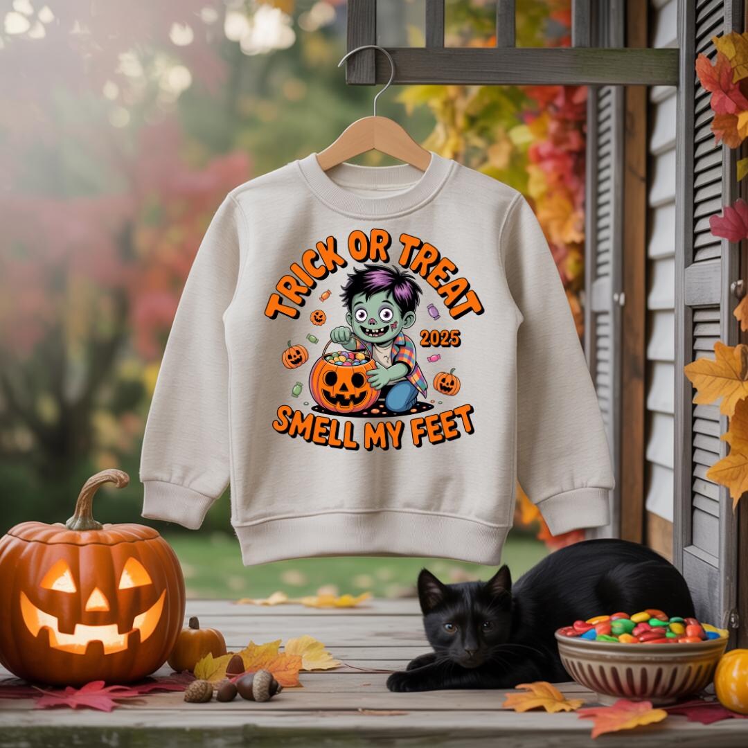 Zombie Kid Trick or Treat Smell My Feet V3 PNG 300 Dpi - Etsy