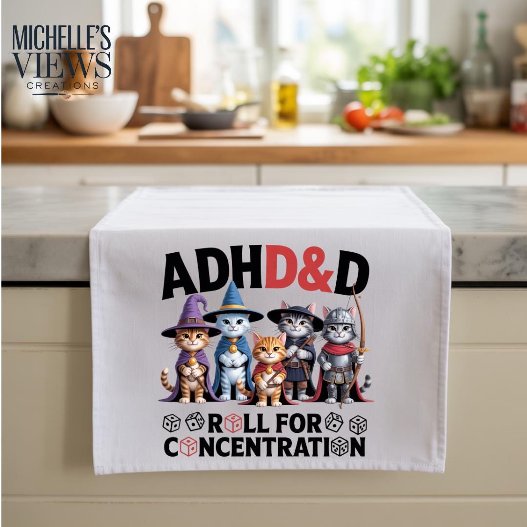 Dungeon and Dragons Cats "adhd & D Roll for Concentration" V3 PNG 300 ...