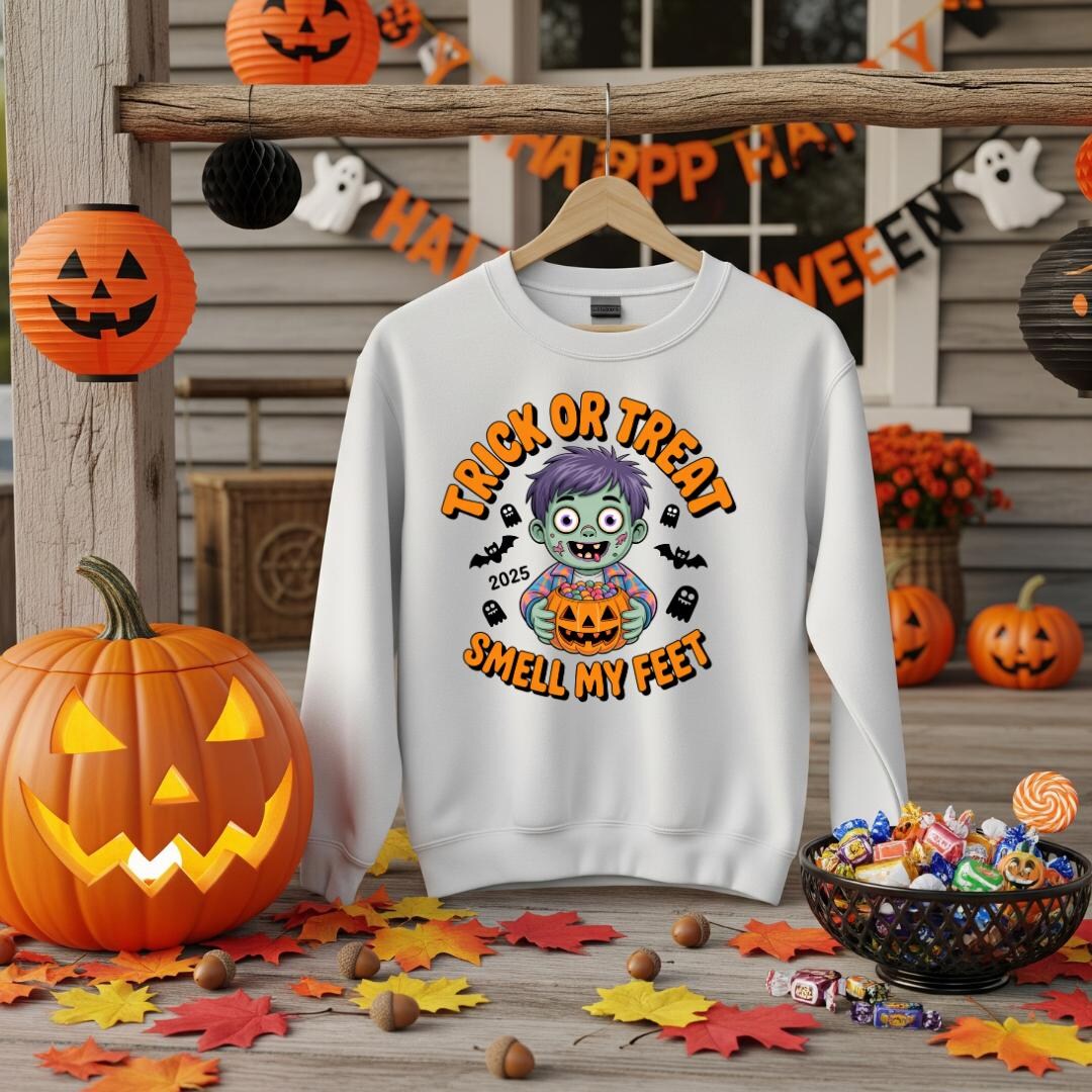 Zombie Kid Trick or Treat Smell My Feet V5 Halloween PNG 300 Dpi - Etsy