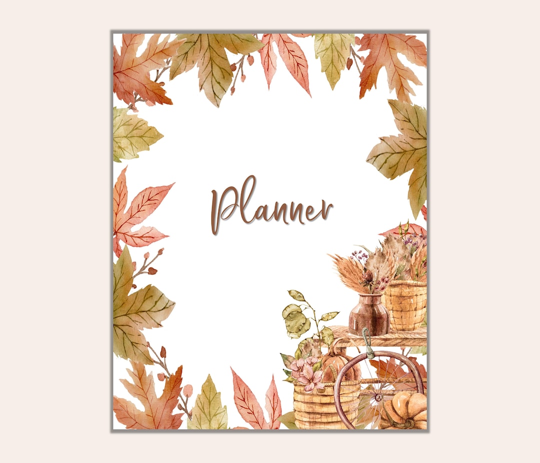 Undated Planner, Autumn Theme, Printable Organizer, 2-page Monthly ...