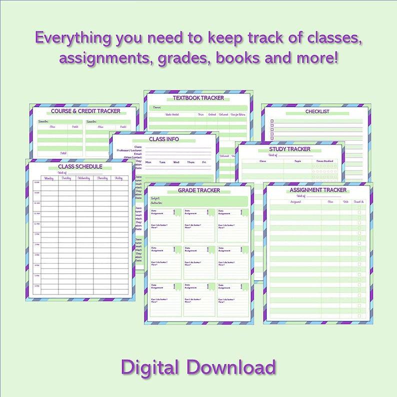 College Student Planner, Printable Organizer for College Student ...