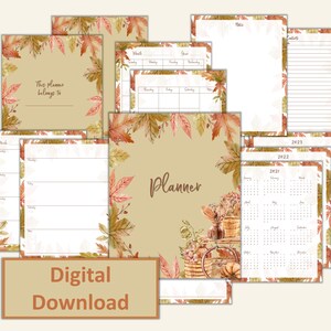 Undated Planner, Autumn Theme, Printable Organizer, 2-page Monthly ...