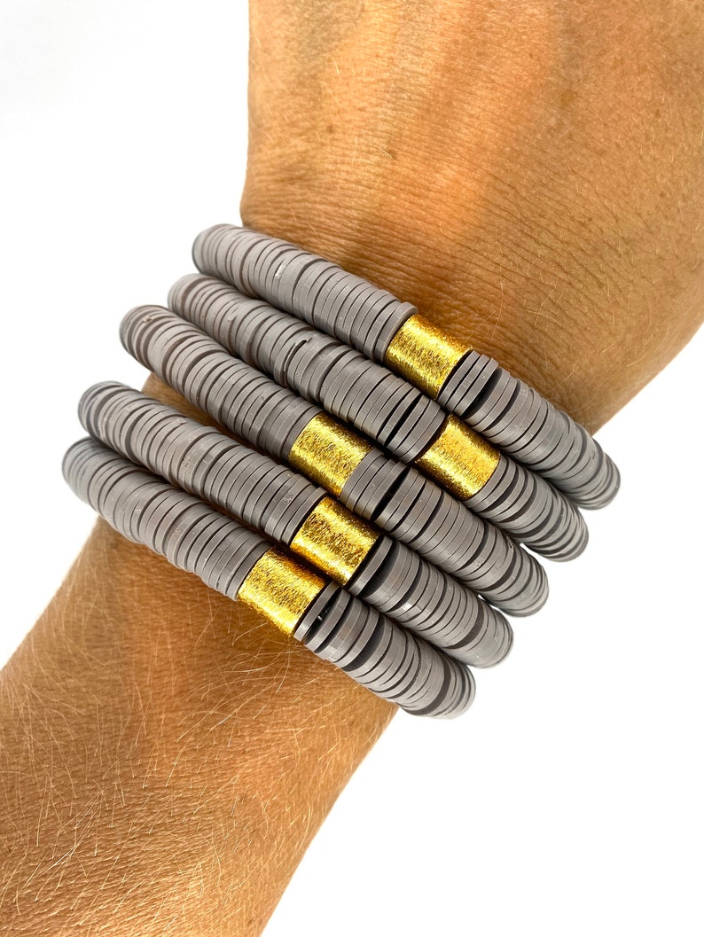 Hand-beaded Dark Gray Bracelet Stackable Stretch Bracelet - Etsy