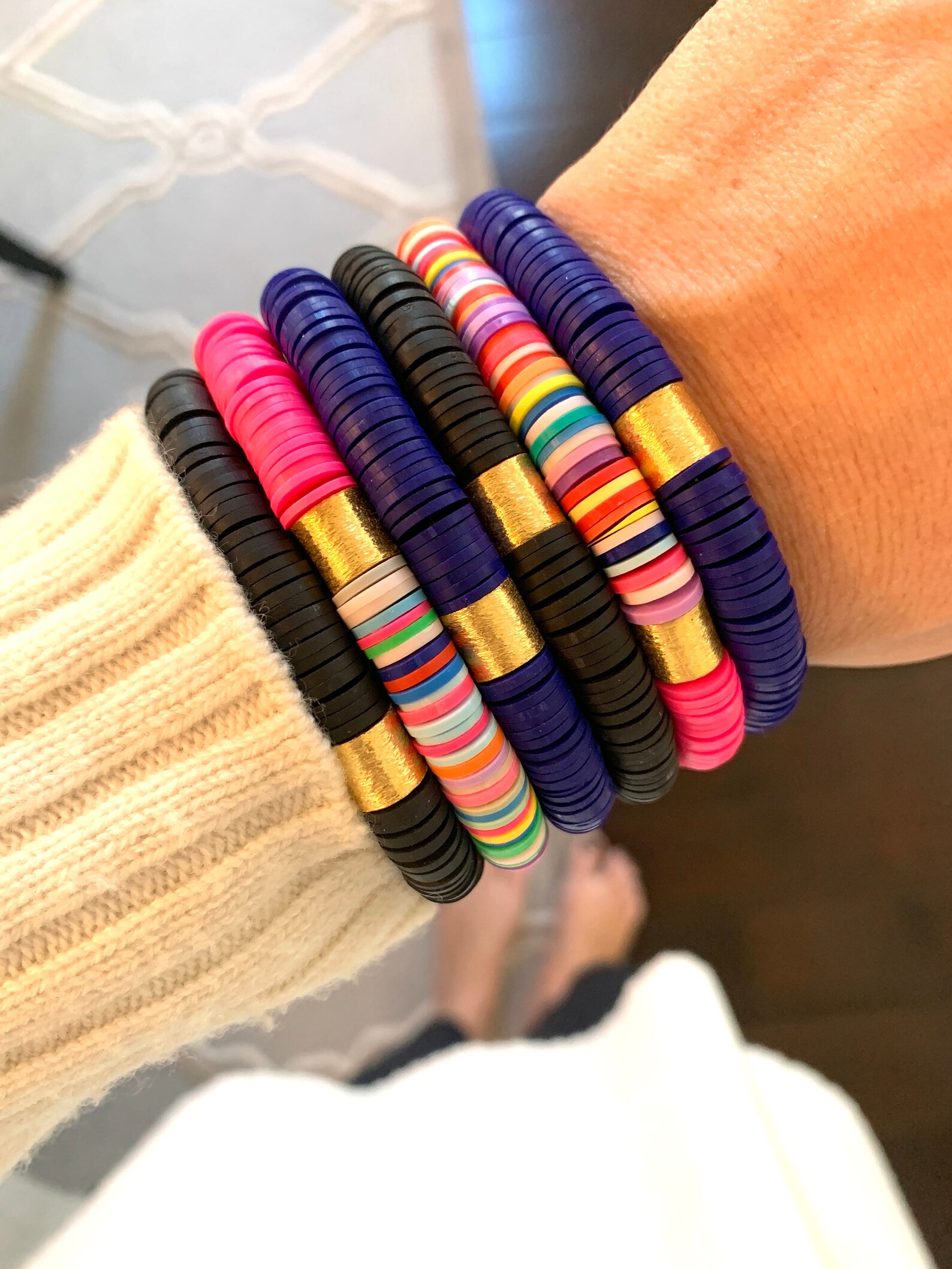 Hand-beaded Rainbow Bracelet Funfetti Bracelet Stackable - Etsy