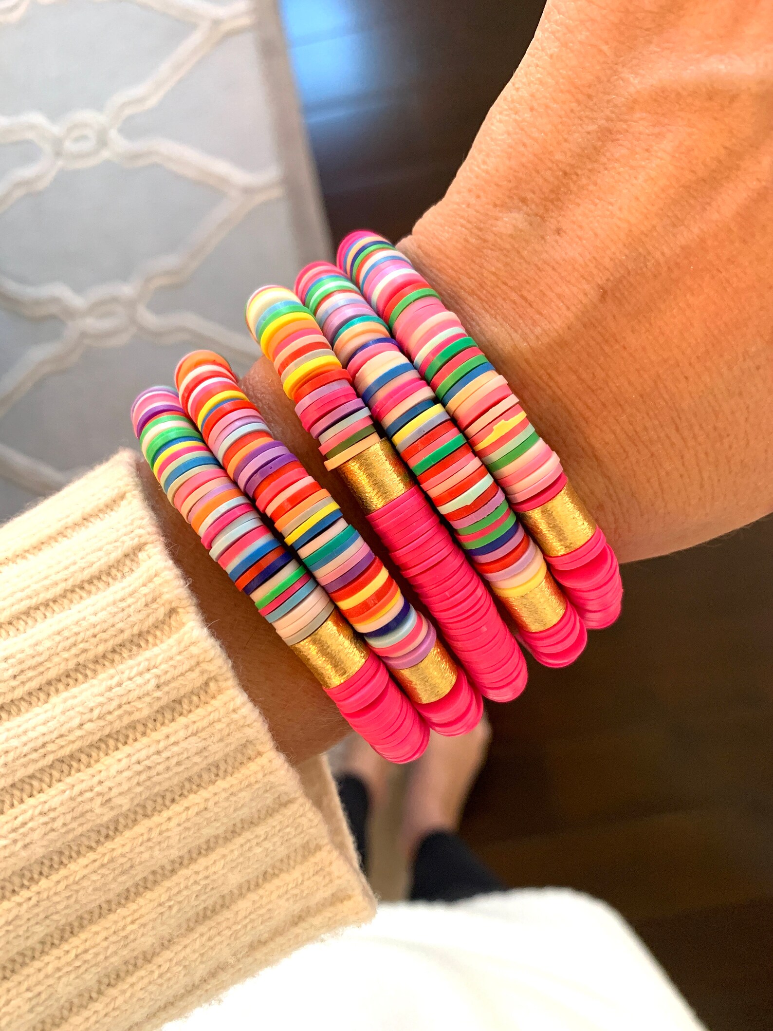 Hand-beaded Rainbow Bracelet Funfetti Bracelet Stackable | Etsy