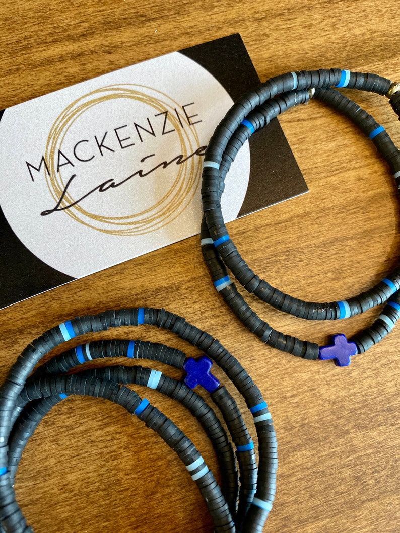 Women's Back the Blue Bracelet Thin Blue Line Bracelet | Etsy