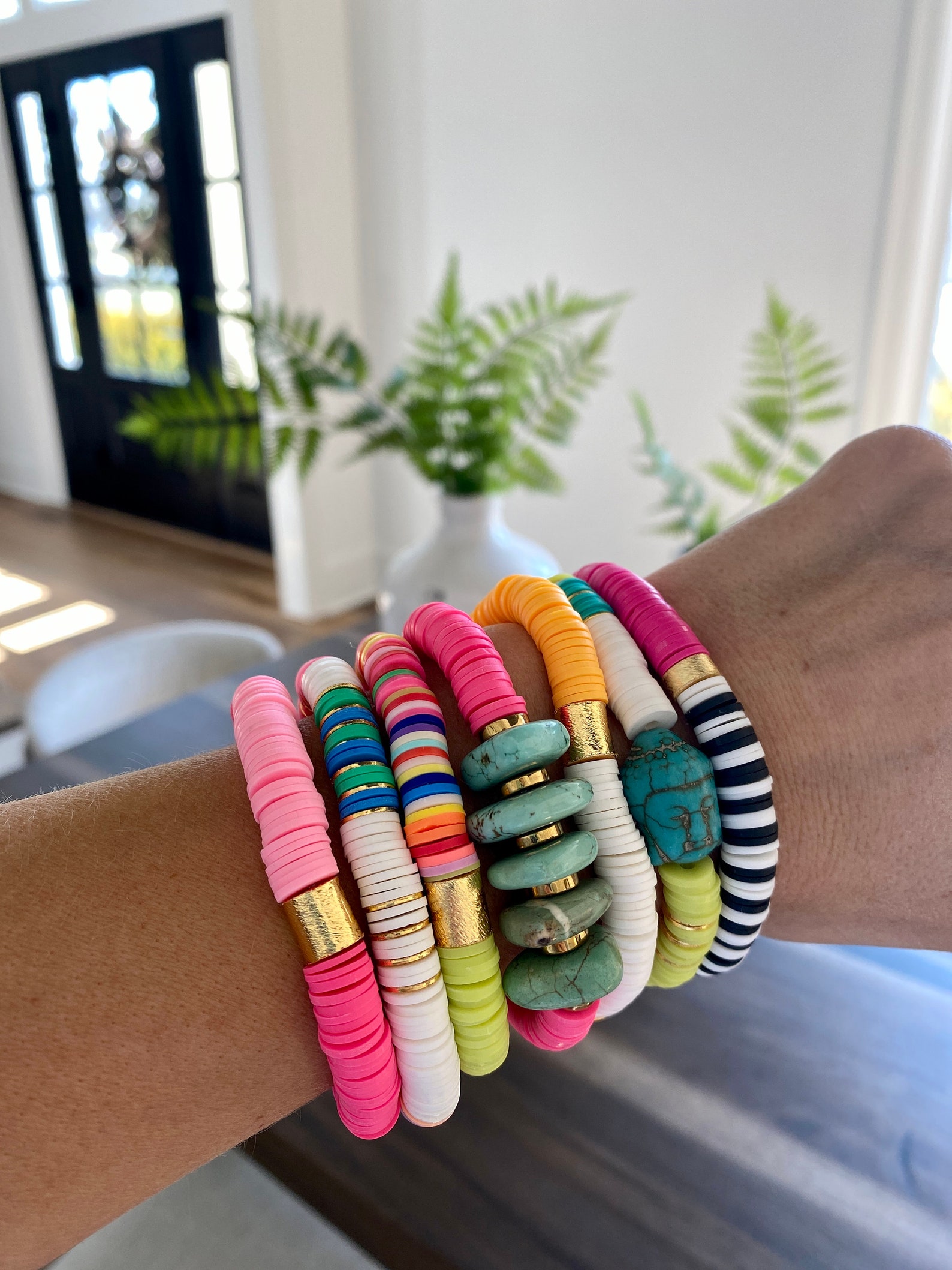 Hand-beaded Chartreuse Rainbow Bracelet Funfetti Bracelet - Etsy