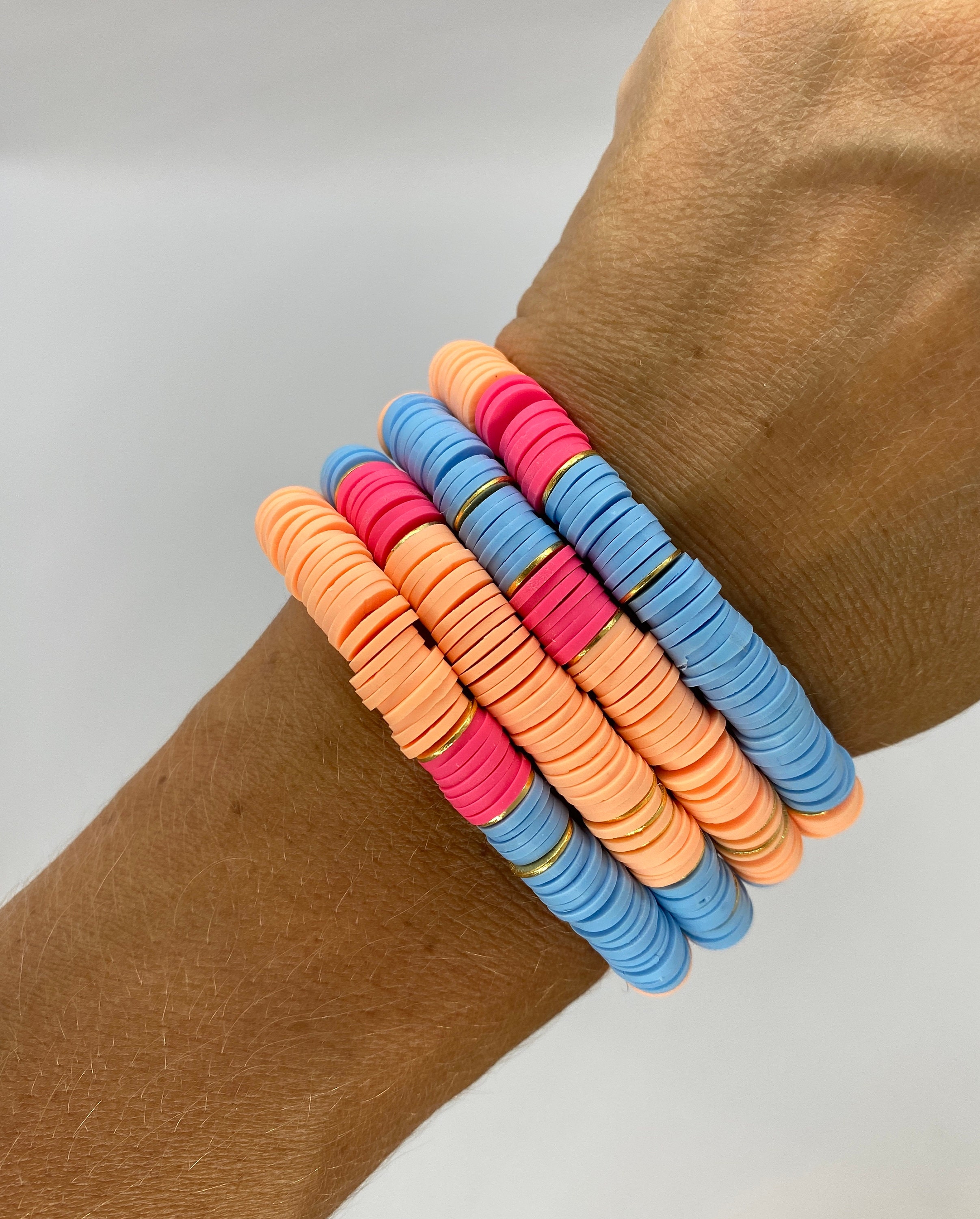 Hand-beaded Sherbet Color Block Bracelet Stackable Stretch | Etsy