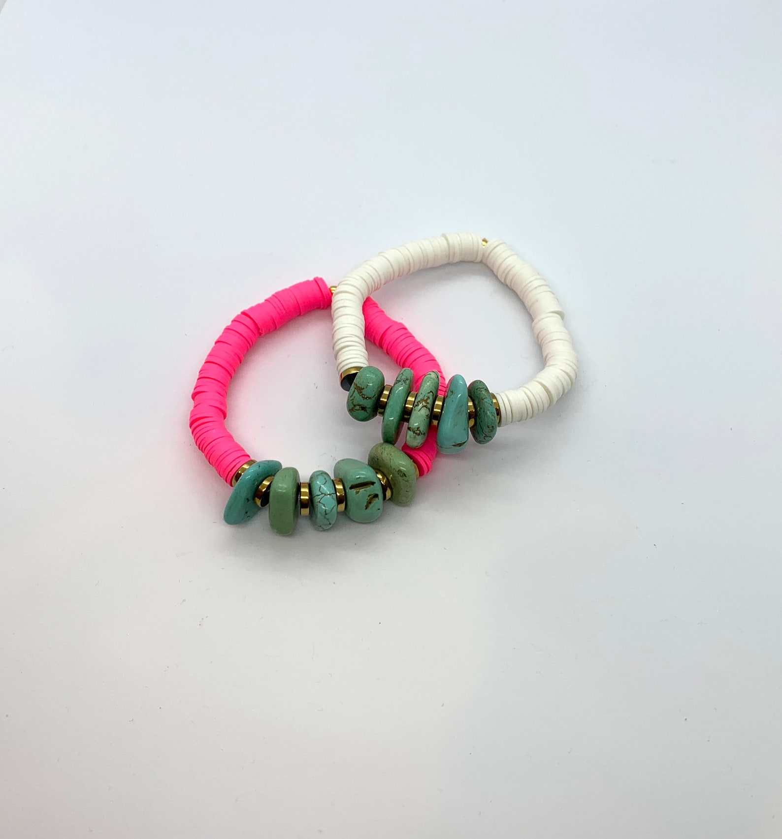 Hand-beaded Hot Pink Turquoise Chip Bead Bracelet Hand-beaded | Etsy