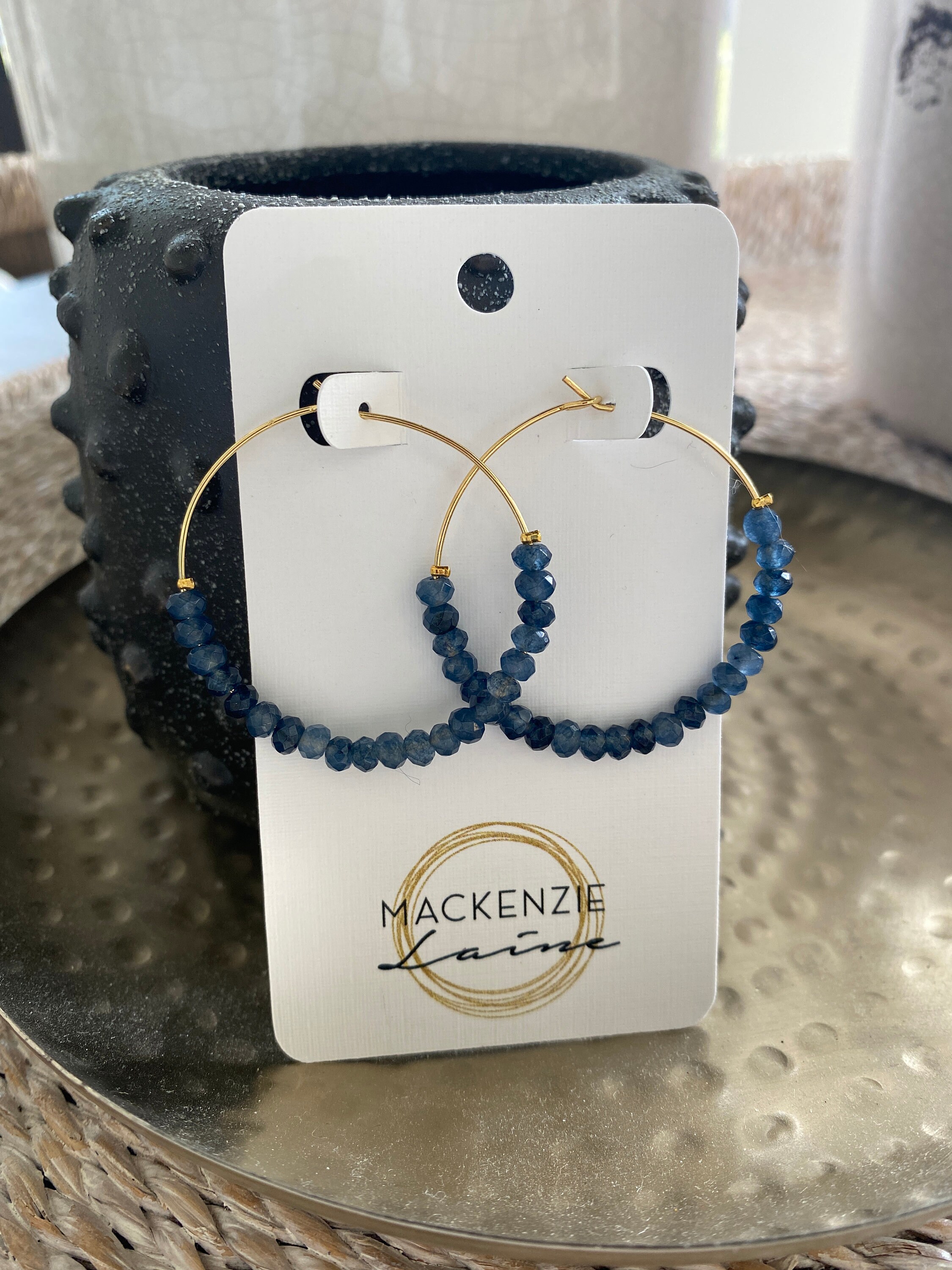 Navy Blue Crystal Hoop Earrings Navy Hoop Earrings Hoop | Etsy