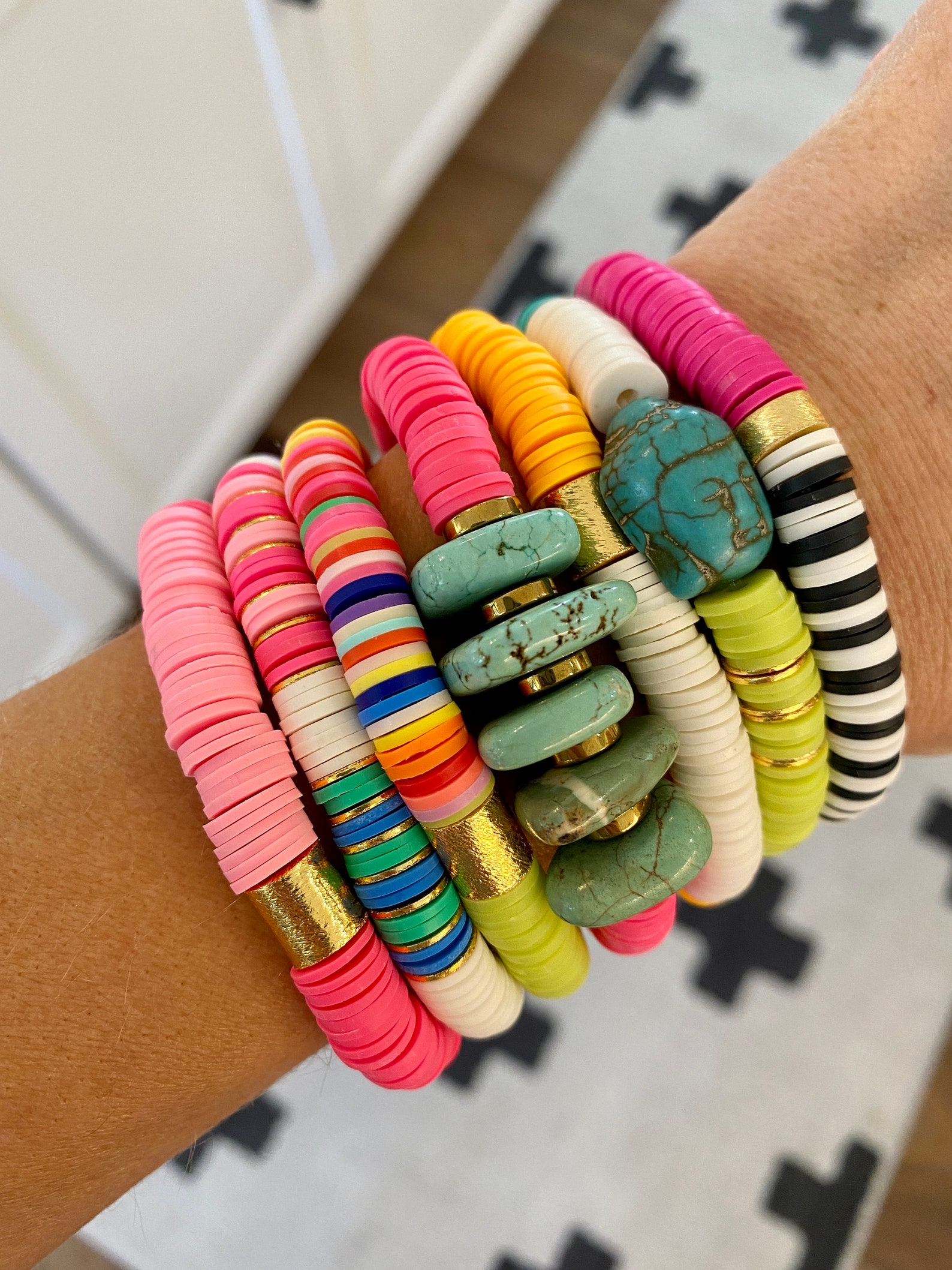 Hand-beaded Chartreuse Rainbow Bracelet Funfetti Bracelet - Etsy