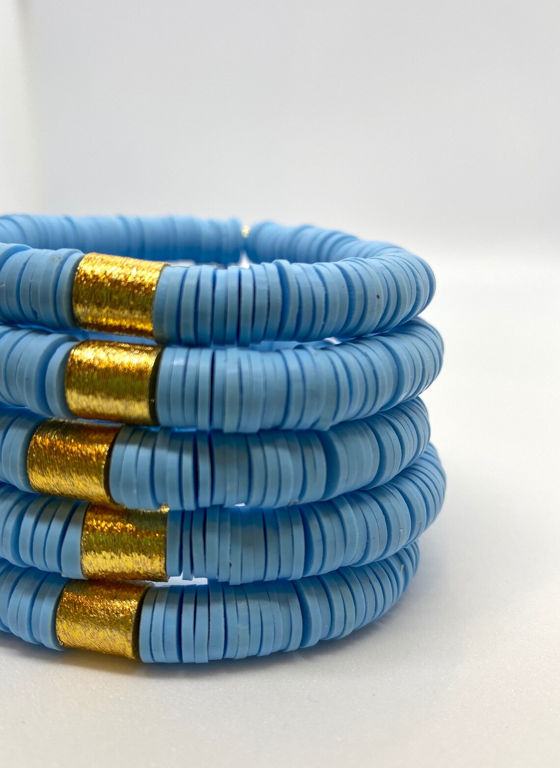 Hand-beaded Light Blue Bracelet Stackable stretch bracelet | Etsy