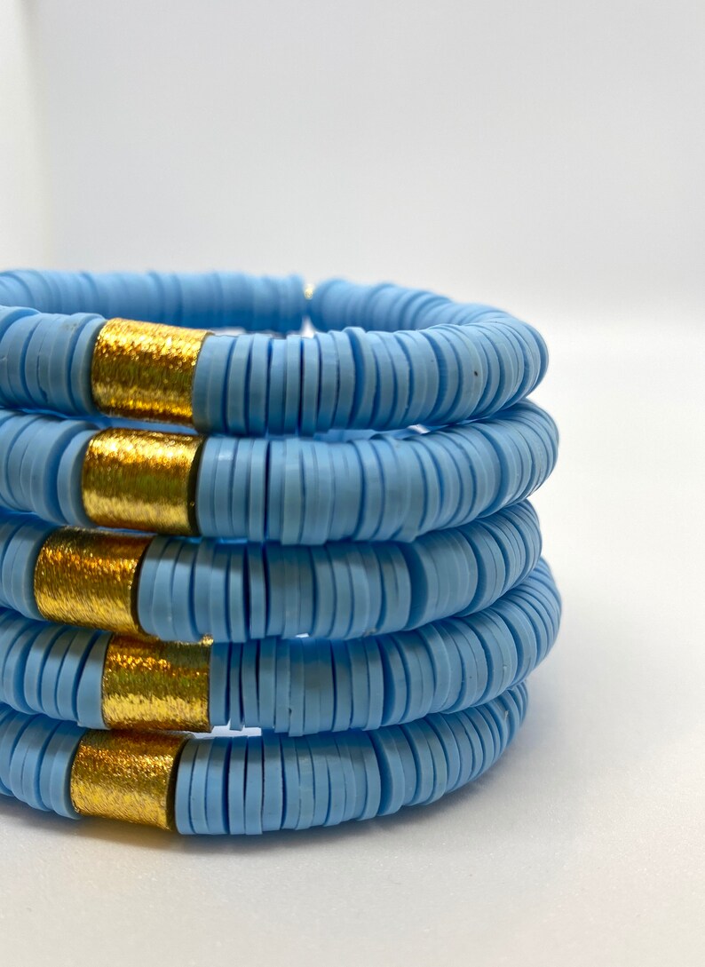 Hand-beaded Light Blue Bracelet Stackable stretch bracelet | Etsy