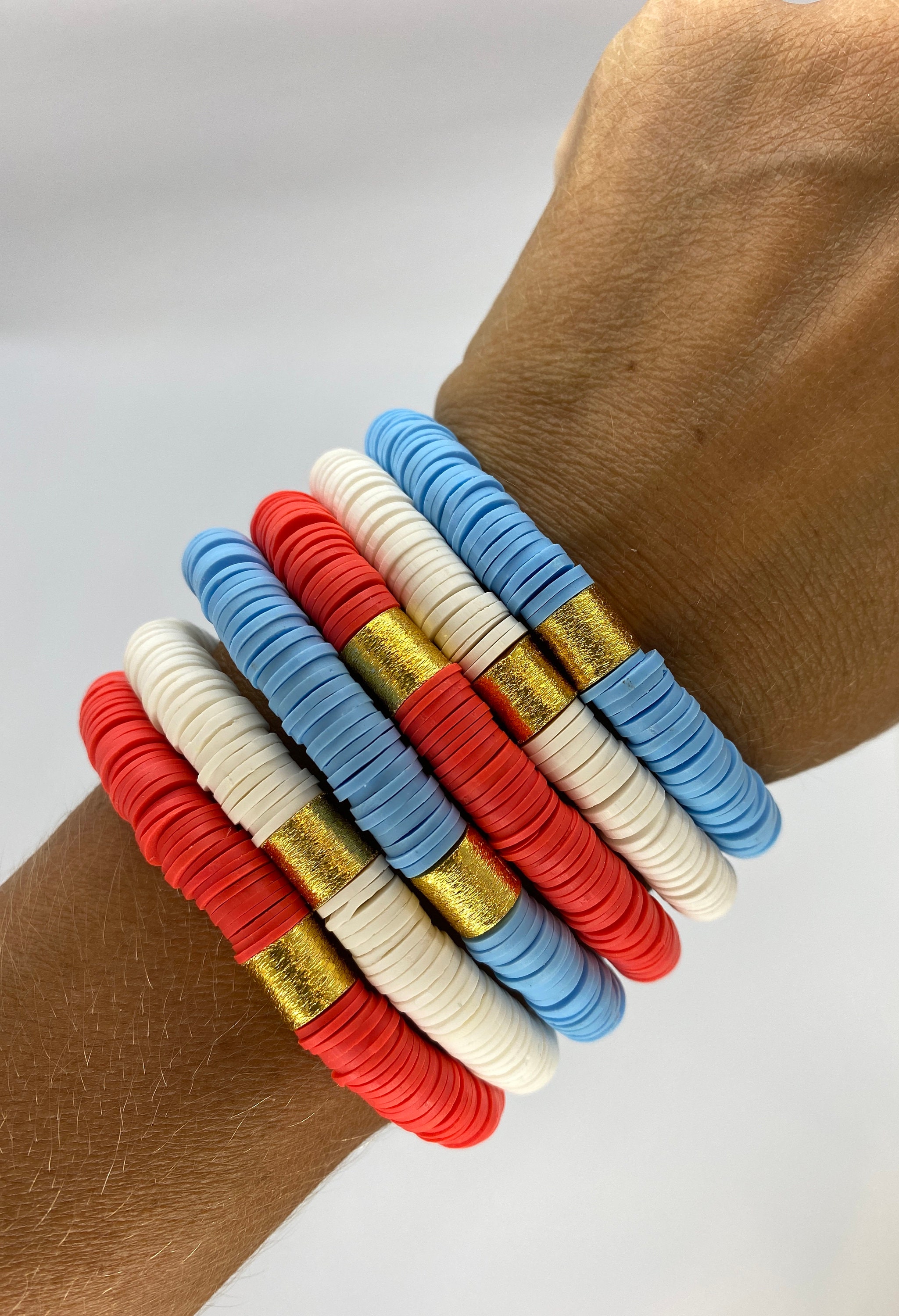 Hand-beaded Light Blue Bracelet Stackable Stretch Bracelet - Etsy